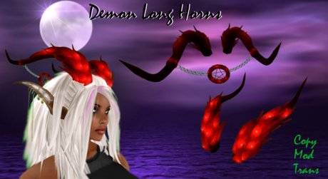 Second Life Marketplace - Demon Long Horns (Fire)