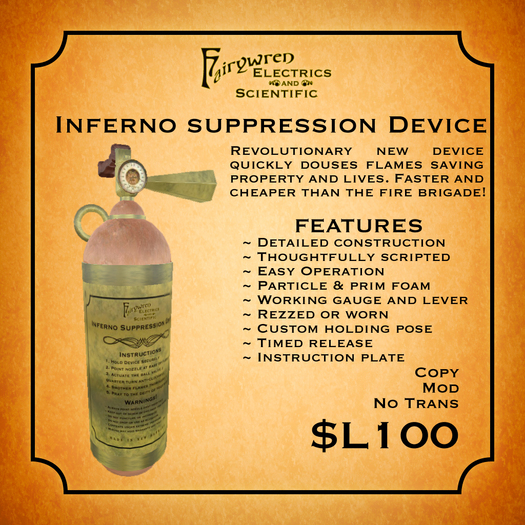 Second Life Marketplace - Steampunk Fire Extinguisher (Inferno ...
