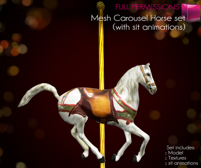 Second Life Marketplace - Full Perm Mesh Carousel Horse set - (textures ...