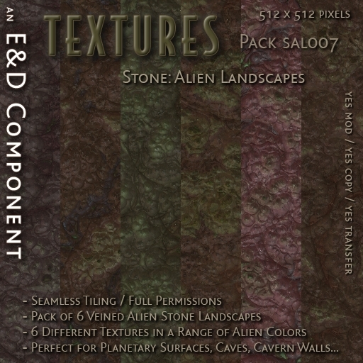 Second Life Marketplace - [SAL007] 6 Veined Alien Stone Planet Surface ...
