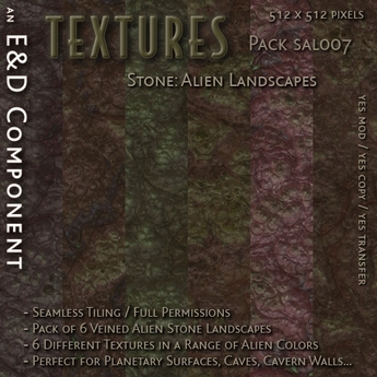 Second Life Marketplace - [SAL007] 6 Veined Alien Stone Planet Surface Cave Wall Textures from E ...