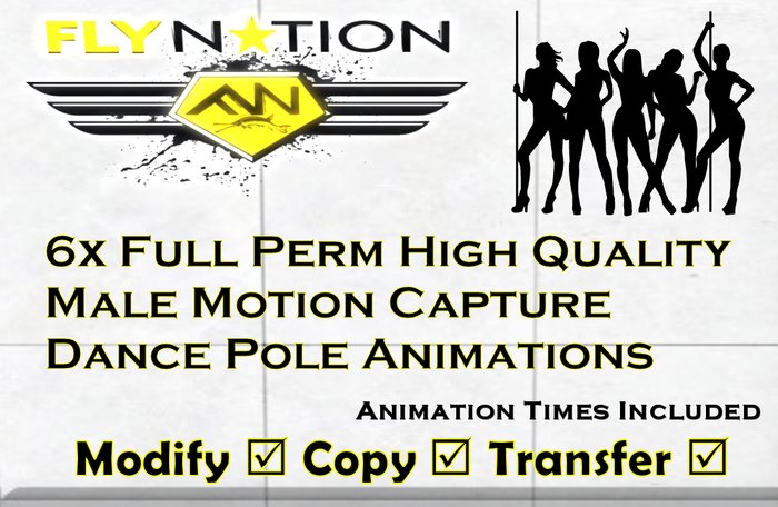 Second Life Marketplace - Fly Nation - 6 Full Perm Male Pole Dance ...