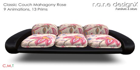 Second Life Marketplace - R.A.R.E Set Classic Mahagony Rose - Couch Set