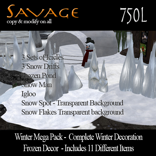 Second Life Marketplace - Winter Mega Pack - Icicles, Snow Drifts and ...