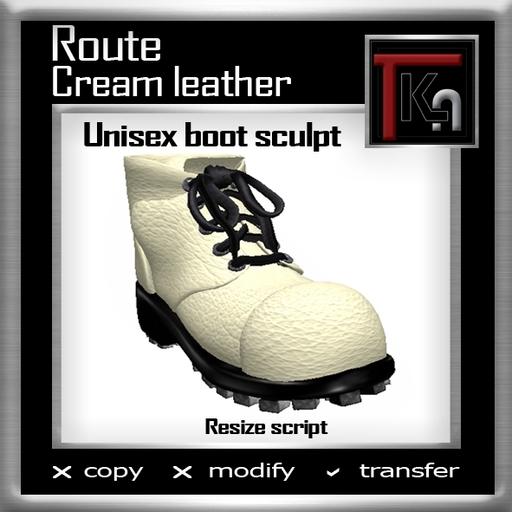 Second Life Marketplace - TKA-ROUTE-cream leather unisex boot sculpt