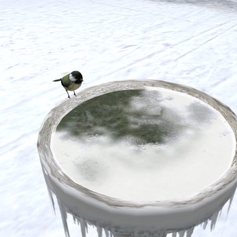 Second Life Marketplace - Frozen Bird Bath (with bird) - winter ...