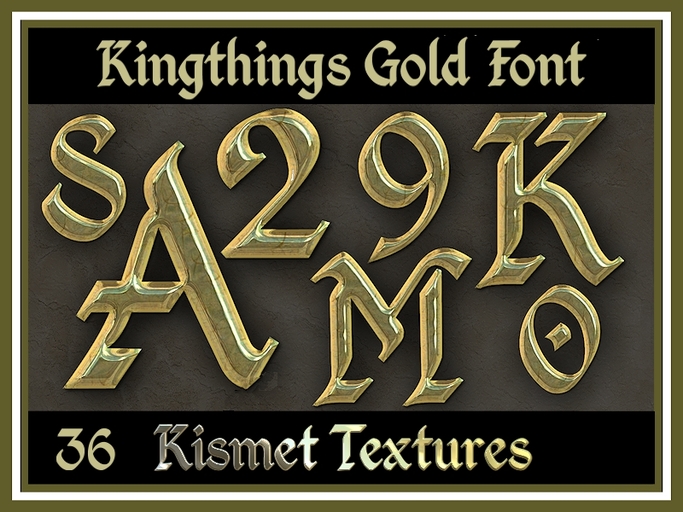 Second Life Marketplace - *Kismet* Kingthings Gold Font Textures (36)