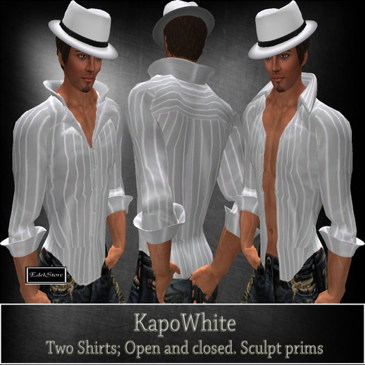 Second Life Marketplace - EdelStore man shirt " Kapo White " shirt incl ...