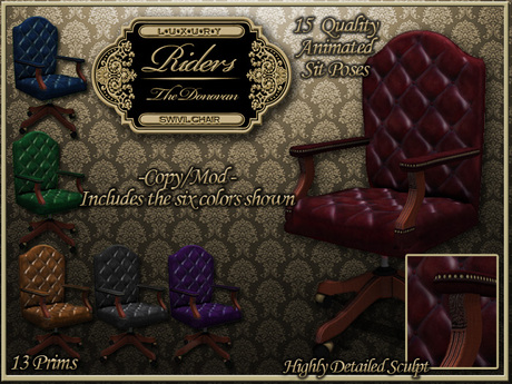Second Life Marketplace - Riders Swivel Chair "The Donovan" A Classic ...