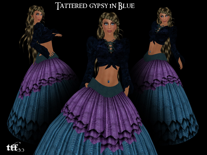 Second Life Marketplace - Tattered Gypsy in Blue - SALE - TFF