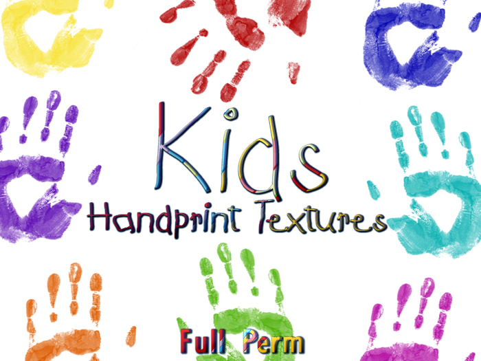 Second Life Marketplace - FULL PERM 9 Kids Handprint Alpha Textures