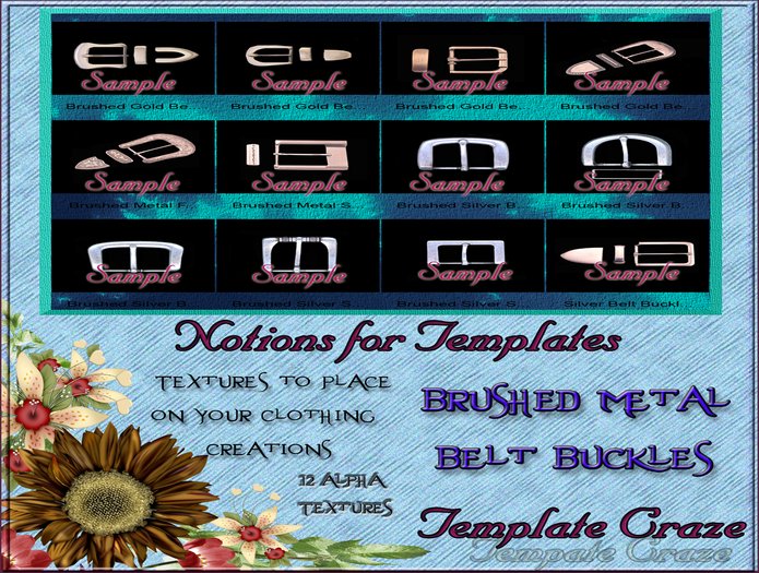 Second Life Marketplace - *~Template Craze ~* Brushed Metal Belt Buckle ...
