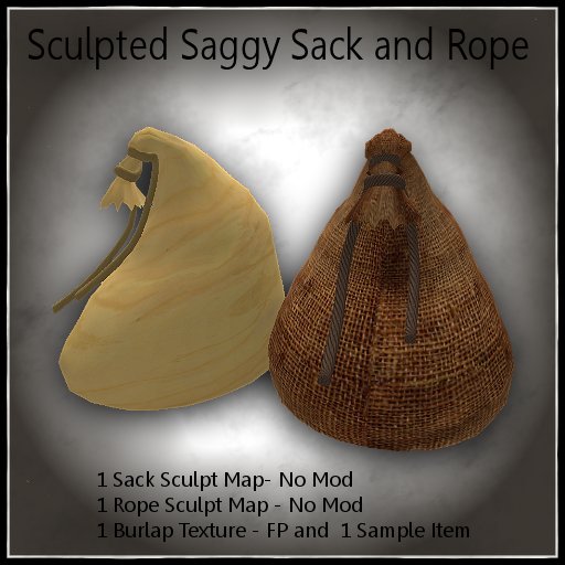 Second Life Marketplace - Sculpted Saggy Sack and Rope -BOXED