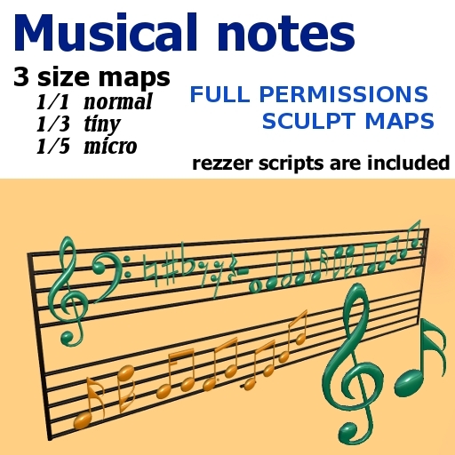 Second Life Marketplace - Musical notes FULL PERM sculpt maps 3 sizes