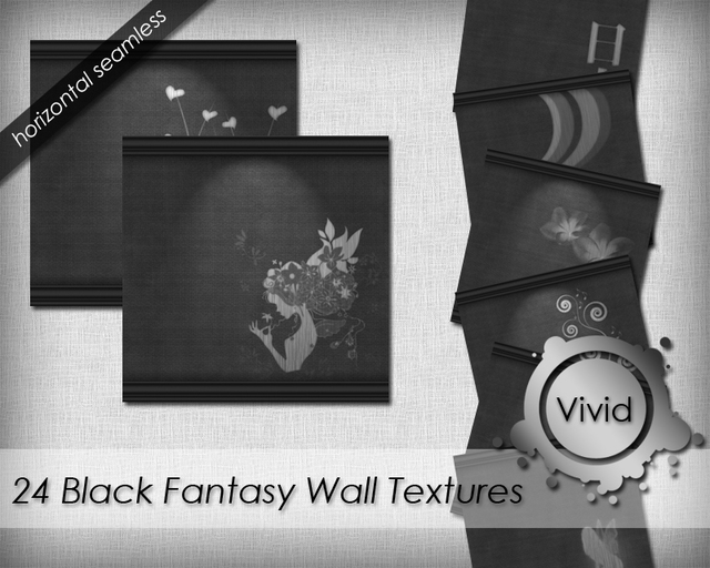 Second Life Marketplace - vivid - black fantasy wall textures
