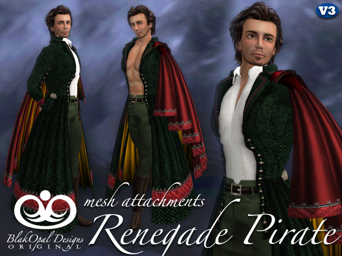 Second Life Marketplace - Renegade Pirate Outfit - Green-Red