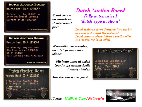Second Life Marketplace - Dutch Auction Board - automatized 'dutch ...