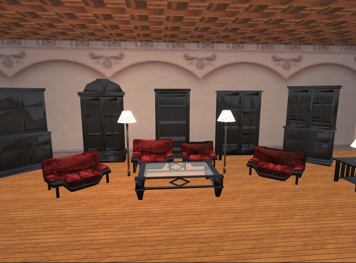Second Life Marketplace - LR01 - Red Satin - Living Room Set With ...
