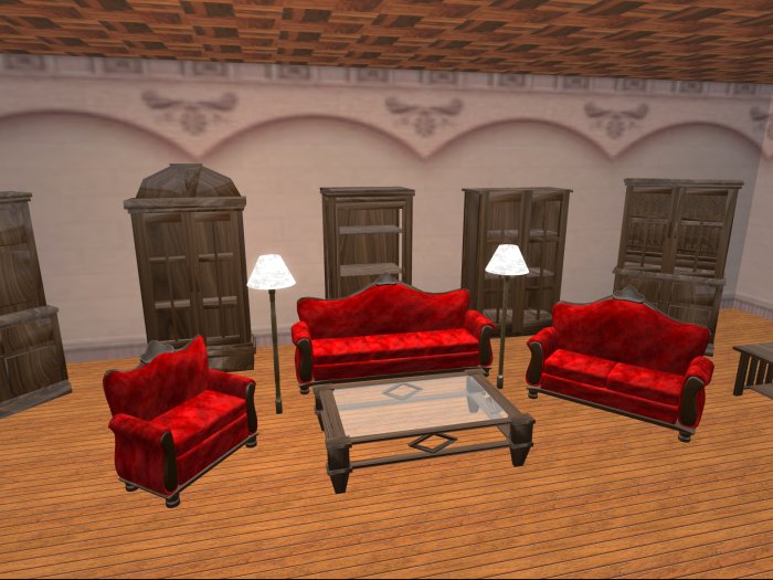 Second Life Marketplace - LR02 - Red Velvet - Living Room Set With ...