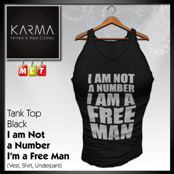 Second Life Marketplace - Karma - Tank Top Black I am Not a Number I am ...