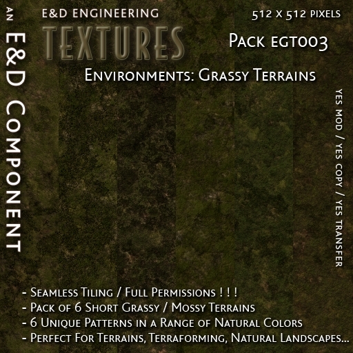 Second Life Marketplace - [EGT003] 6 512px Short Green Grass Moss and ...