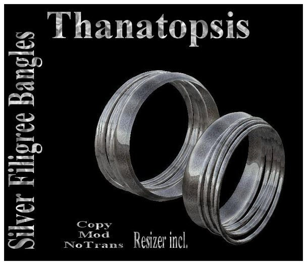 Second Life Marketplace - Thanatopsis - Silver Filigree Bangles