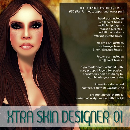 Second Life Marketplace - XTRA SKIN DESIGNER 01 - Full Layered PSD ...