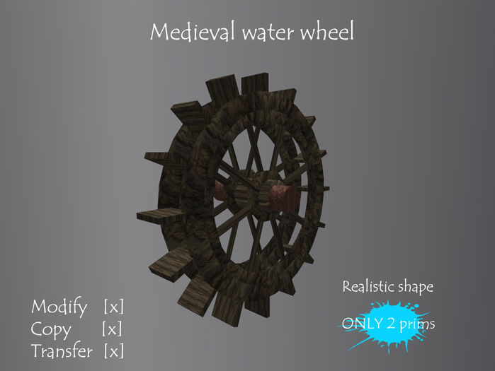 Second Life Marketplace - Medieval water wheel