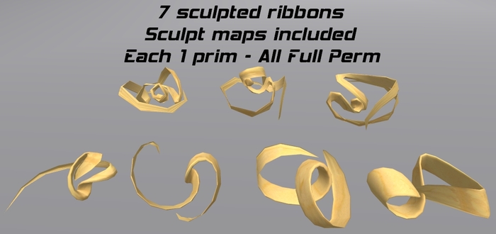 Second Life Marketplace - 7 Sculpted ribbons + maps Full Perm