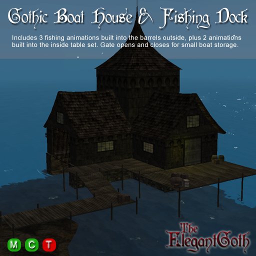 Second Life Marketplace - Gothic Boat House and Fishing Dock Prefab