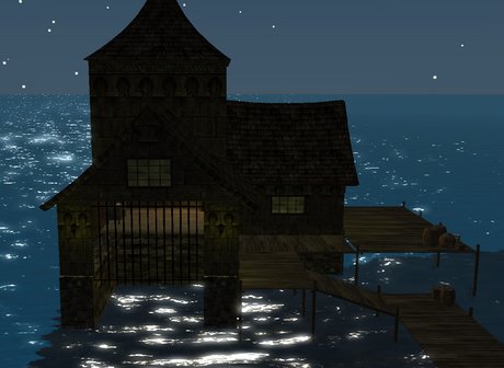 Second Life Marketplace - Gothic Boat House and Fishing Dock Prefab