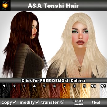 Second Life Marketplace - A&A Tenshi Hair DEMOs , straight but messy ...