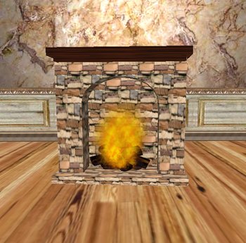 Second Life Marketplace - Fireplace - Cut Stone with logs & fire