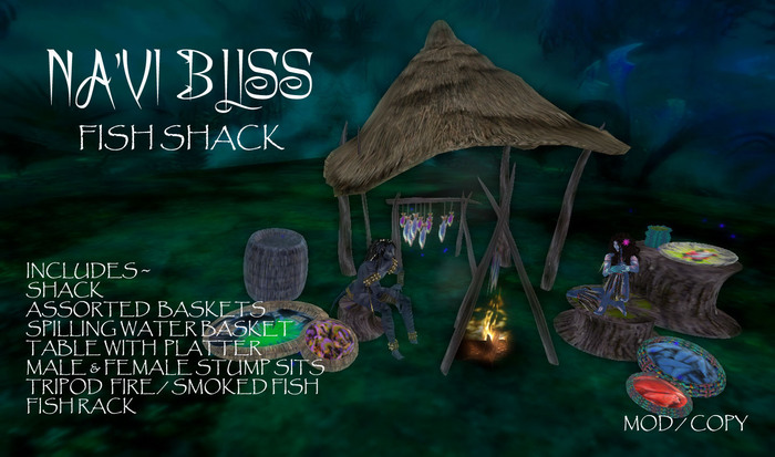 Second Life Marketplace - Na'vi Bliss fish Shack & Accessories / BOXED