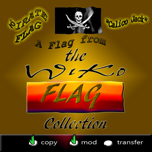 Second Life Marketplace - WIKO * PIRATE FLAG "Calico Jack" - Full ANIMATED