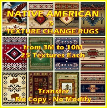 Second Life Marketplace - -TT- 5 Native American Texture Change Rugs ...