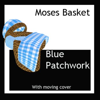 Second Life Marketplace - blue patchwork moses basket (light)