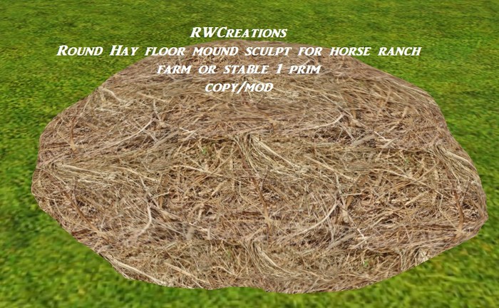 Second Life Marketplace - Round Hay floor mound sculpt for horse ranch ...