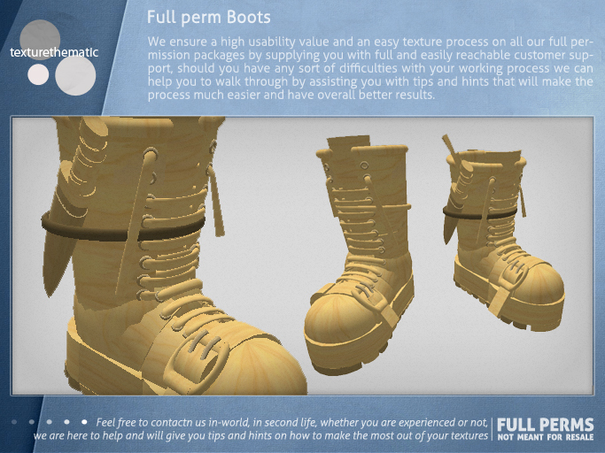 Second Life Marketplace - [Texturethematic] Full perm boots