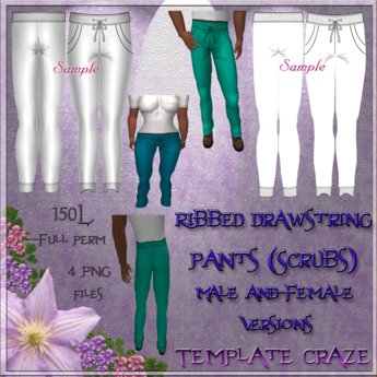 Second Life Marketplace - *~Template Craze ~* Ribbed Drawstring Pants ...