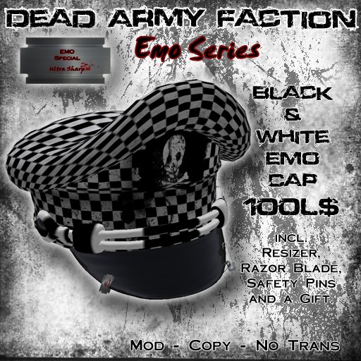 Second Life Marketplace - Dead Army Faction - Black&White-Emo-Cap