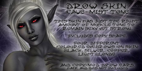 Second Life Marketplace - * PiXeL pUsS * DROW SKIN - 'CaveMist' Pale ...