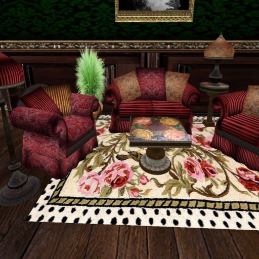 Second Life Marketplace - Venezia Red/Rust Striped Living Room Set
