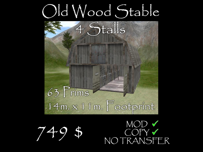 Second Life Marketplace - Old Wood Stable / Barn with 4 stalls