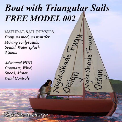 Second Life Marketplace - NS Boat with Triangular Sails Type 002 FREE