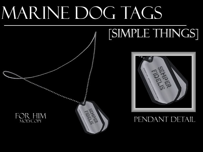 Second Life Marketplace - [Simple Things] Dog Tags Marine Necklace