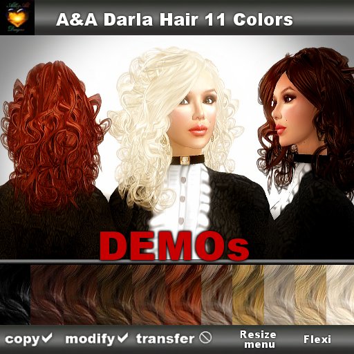 Second Life Marketplace - A&A Darla Hair 11 Colors DEMOs curly flexi ...