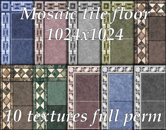 Second Life Marketplace - Mosaic tile floor - 10 textures 1024x1024 ...