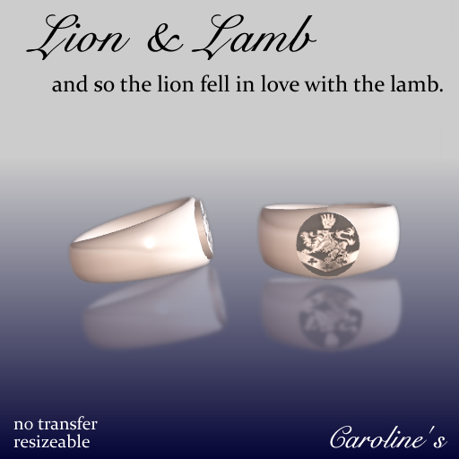 Second Life Marketplace - (Caroline's) [Lion & Lamb] Carlisle Crest Ring