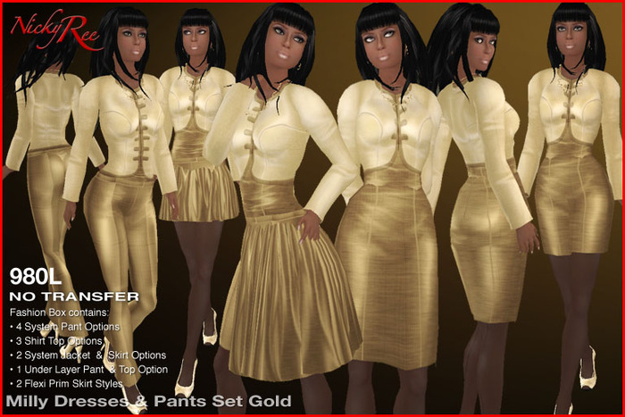 Second Life Marketplace - *NR* Milly Dresses & Pants Set Gold